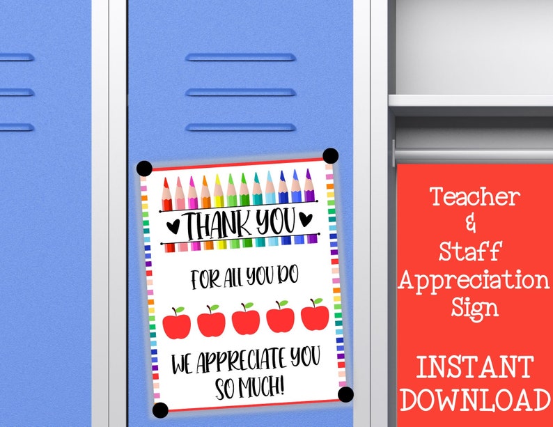 Thank You Teacher Poster, Teacher Appreciation Sign, Printable Thank ...