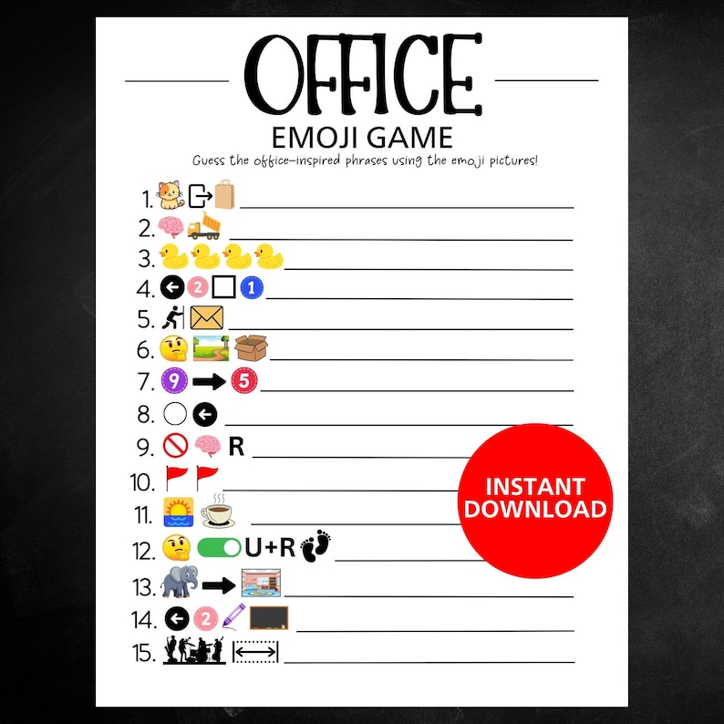 Office Emoji Game, Printable Office Party Game, Office Icebreaker Game ...