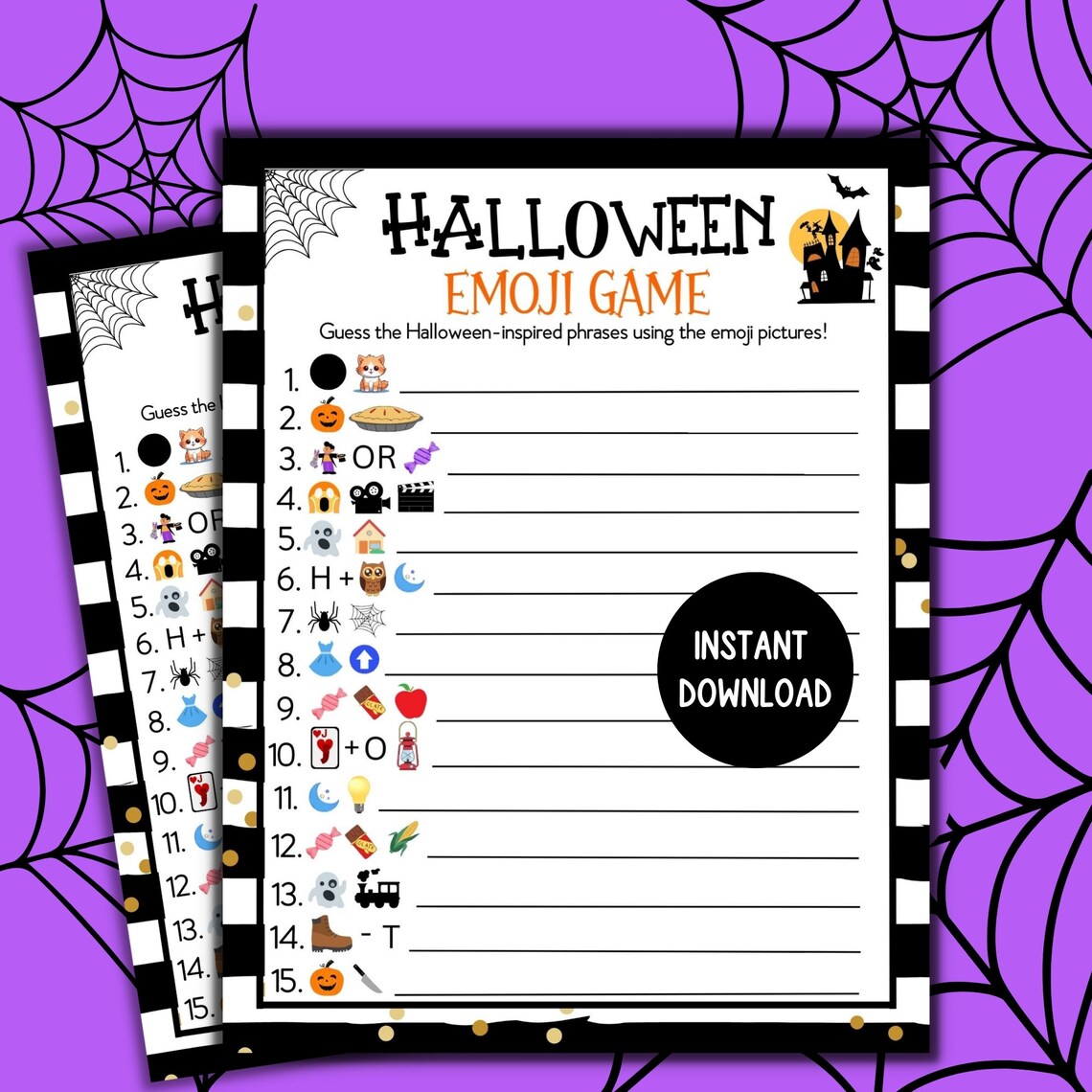 Halloween Emoji Game, Printable Halloween Game for Kids and Adults and ...