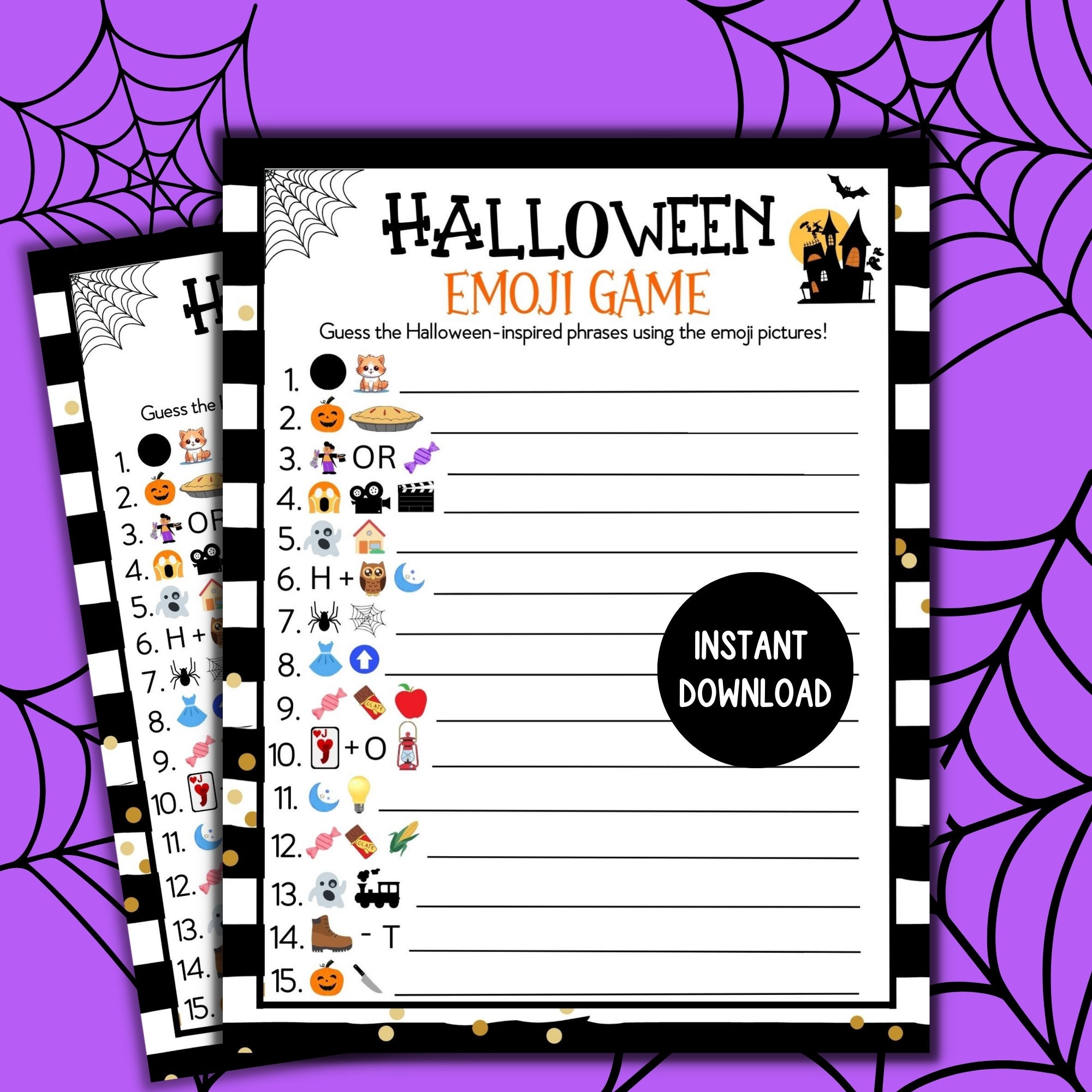 Halloween Emoji Game, Printable Halloween Game for Kids and Adults and ...
