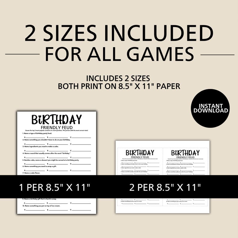 Birthday Party Games, Printable Birthday Game Bundle, Birthday Party ...