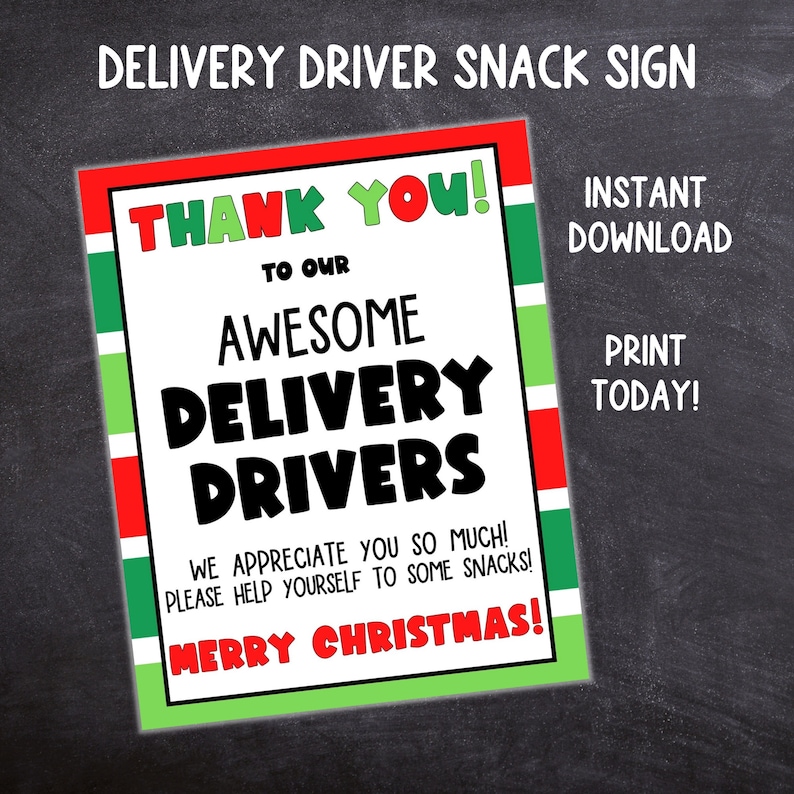 Delivery Driver Snack Sign, Printable Thank You Sign for Delivery ...
