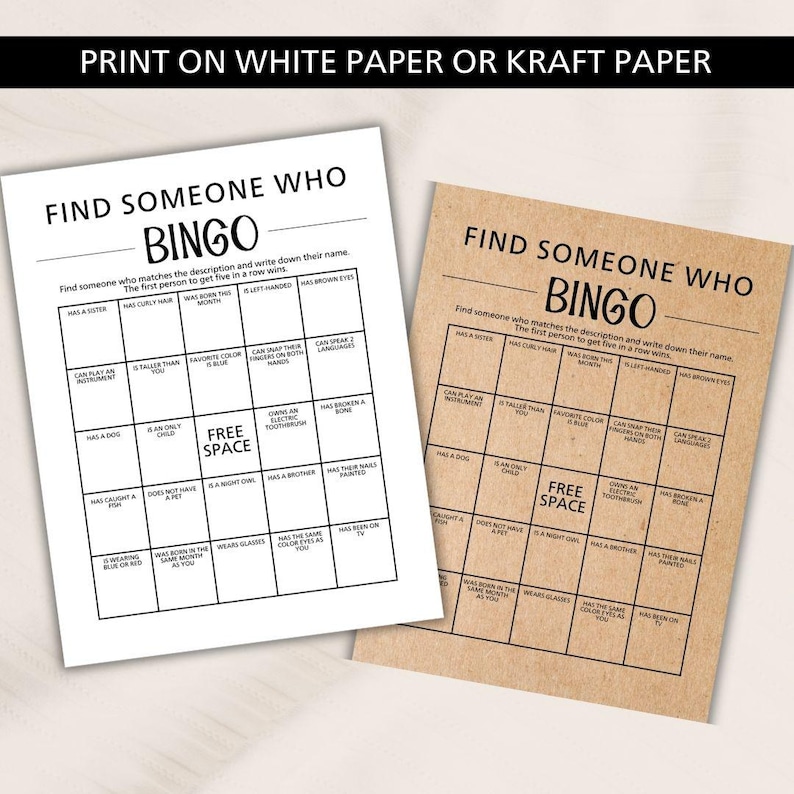 Icebreaker Game, Printable Icebreaker Bingo Find Someone Who, Human ...