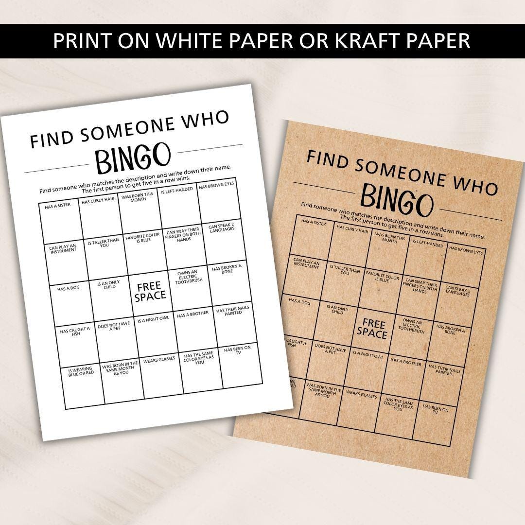 Icebreaker Game, Printable Icebreaker Bingo Find Someone Who, Human ...