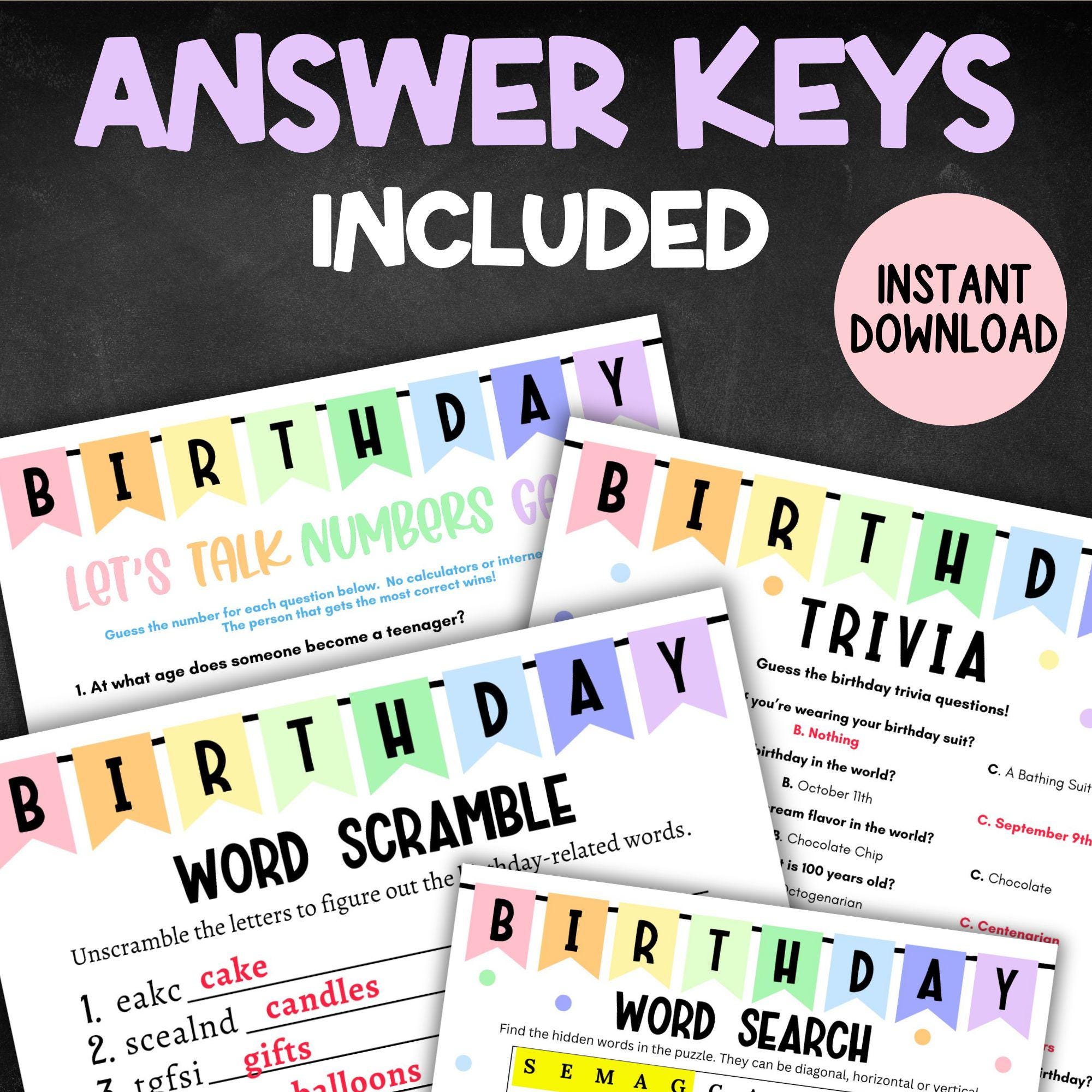 Birthday Party Games, Printable Pastel Birthday Game Bundle, Birthday ...
