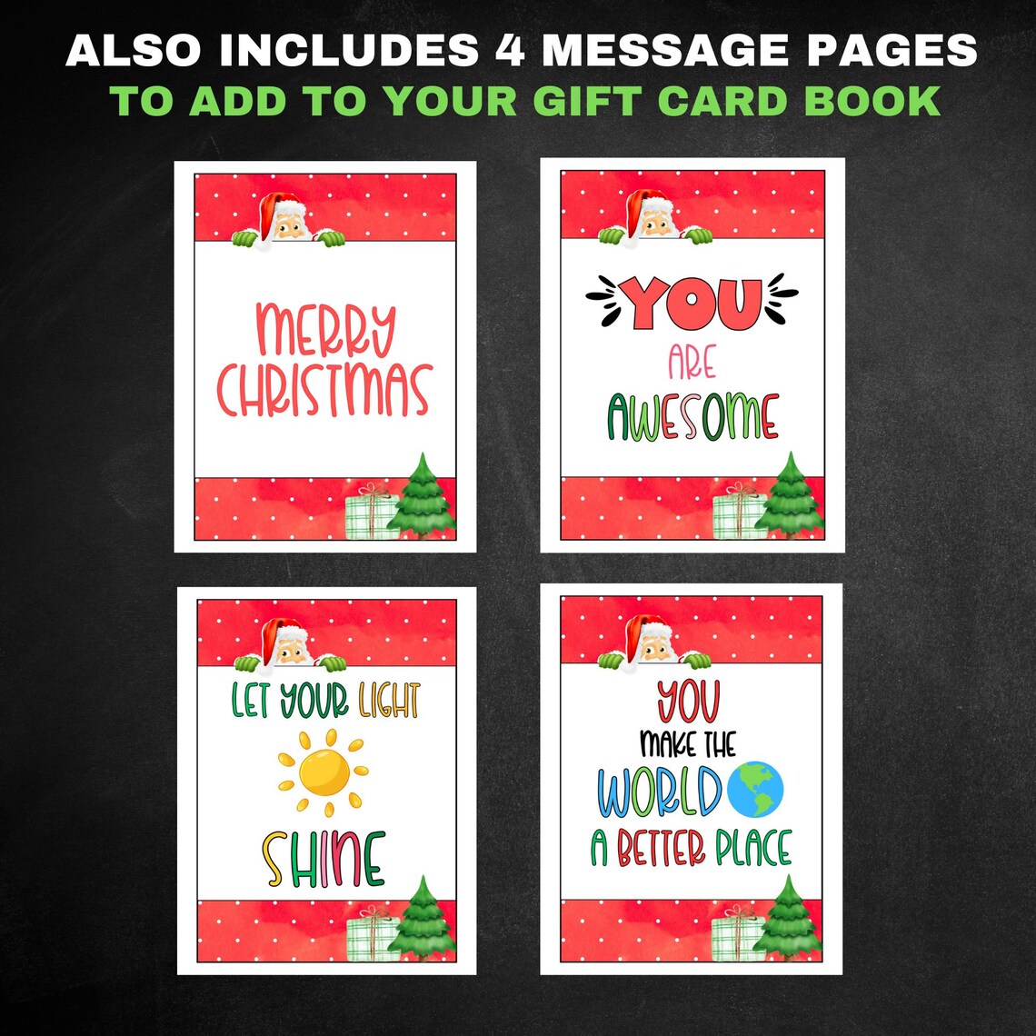 Christmas Gift Card Book, Printable Christmas Gift for Teen, College ...