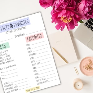 Printable Get to Know You Questionnaire, All About Me Form for ...