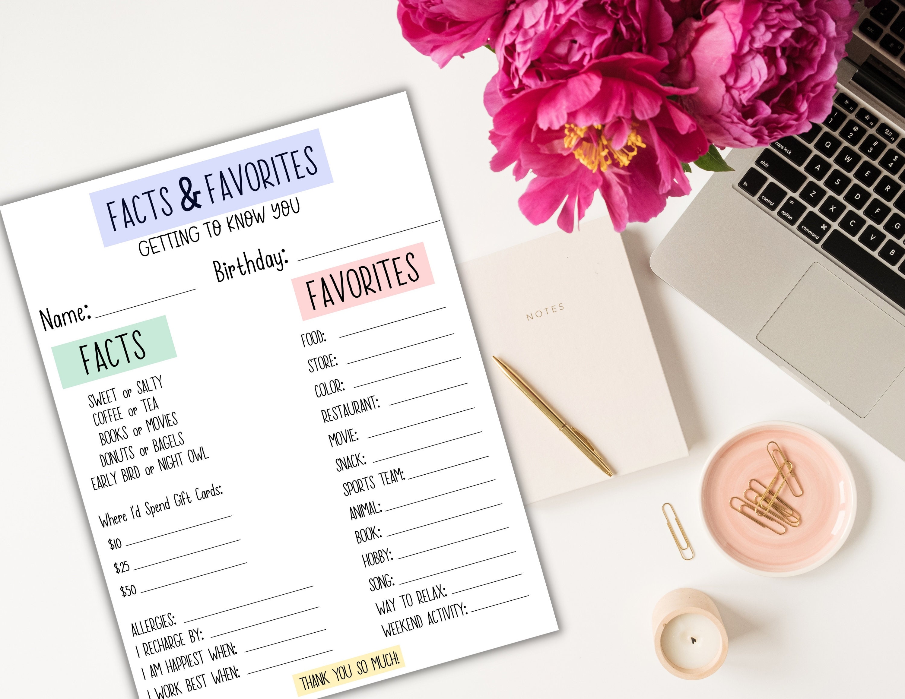 Printable Get to Know You Questionnaire, All About Me Form for ...