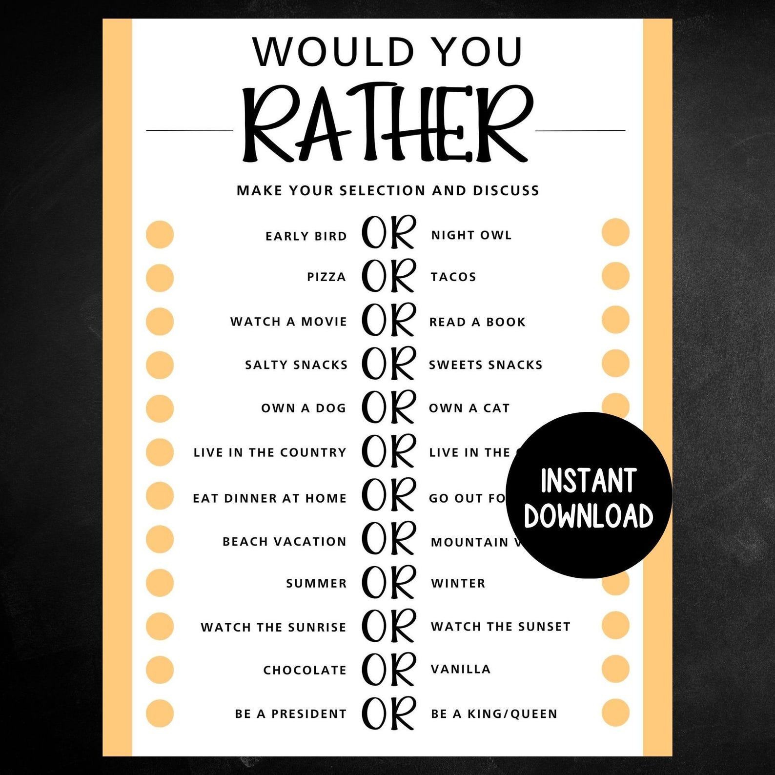 Icebreaker Game, Printable Would You Rather Game, Printable Pastel ...