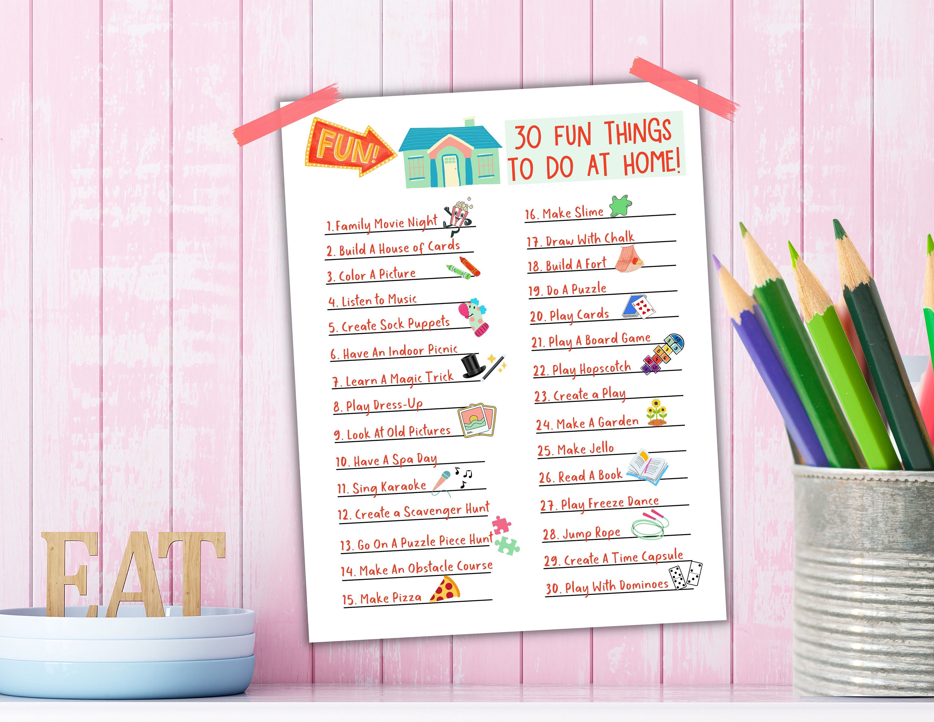 Fun Things to Do at Home for Kids, Playtime Routine Chart for Kids ...
