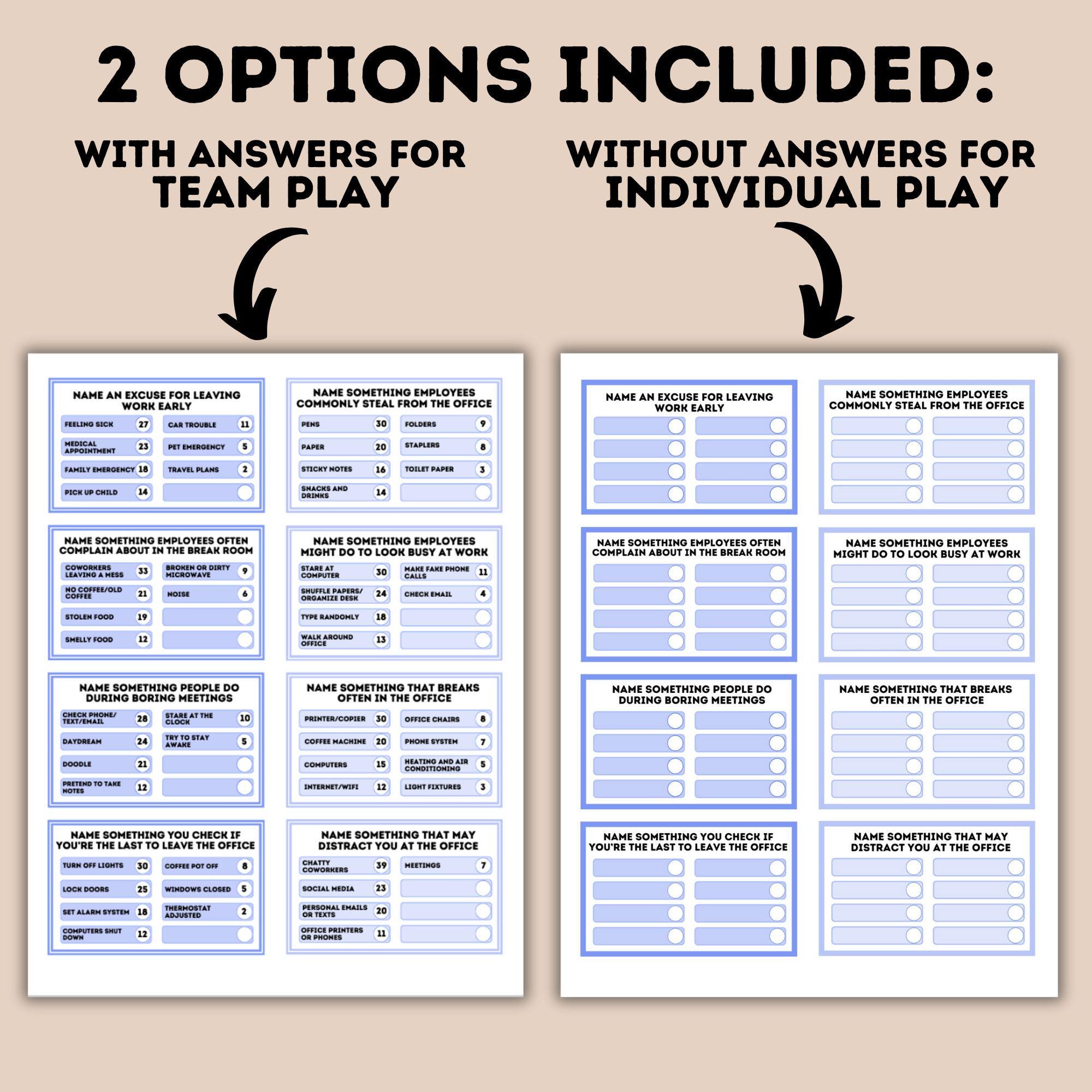 Office Friendly Feud Game, Printable Office Party Game, Simple Friendly ...