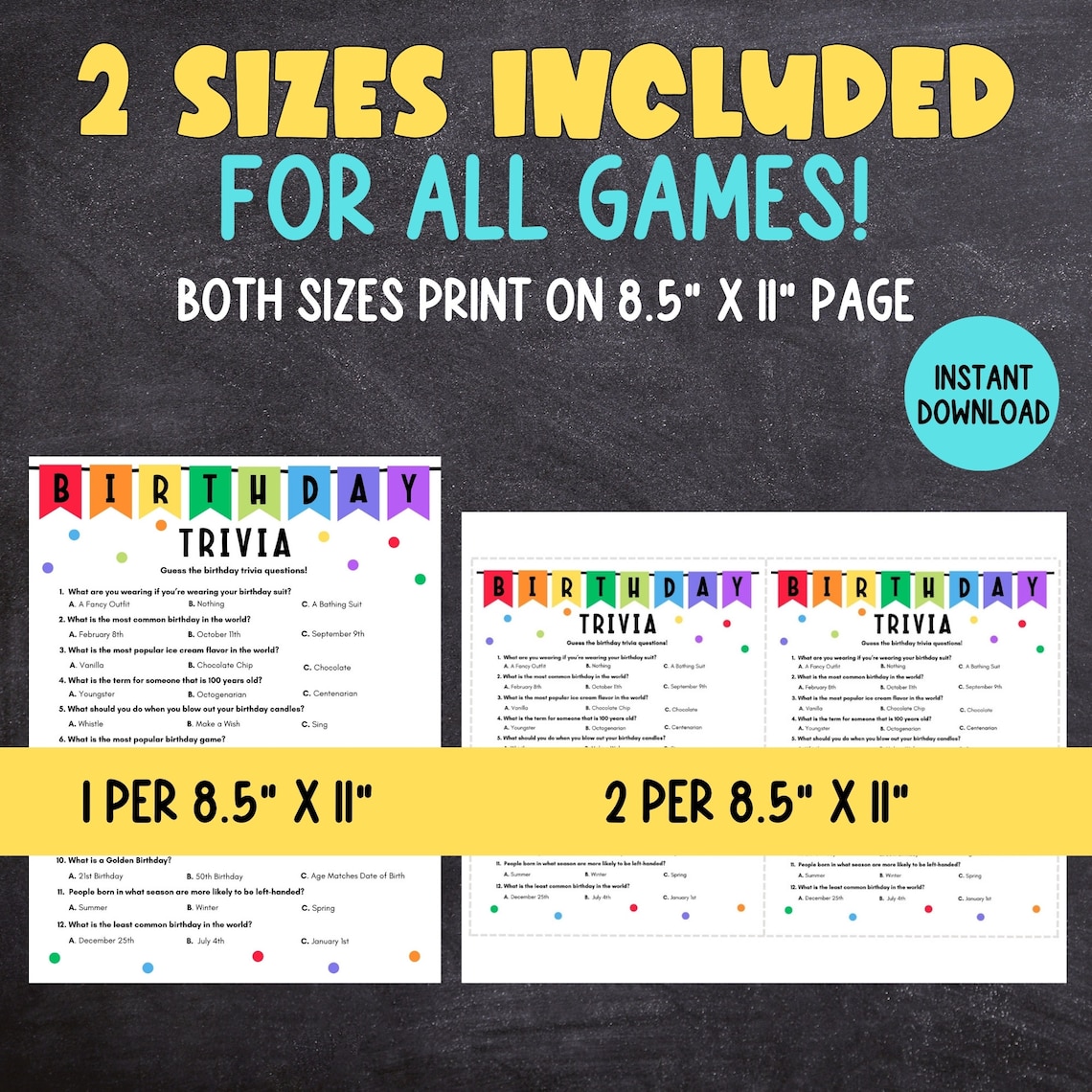 Birthday Party Games, Printable Birthday Game Bundle, Birthday Games ...