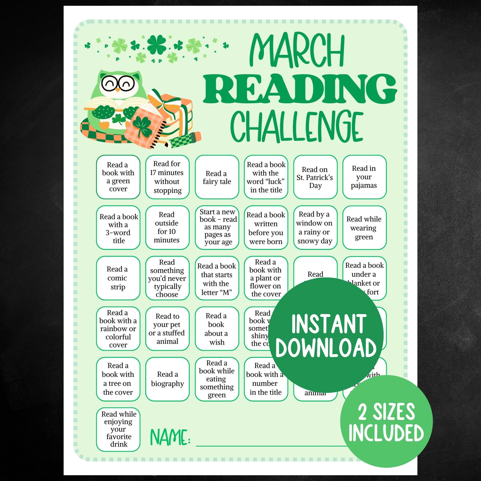 Printable Reading Tracker, March Reading Challenge, Book Planner for ...