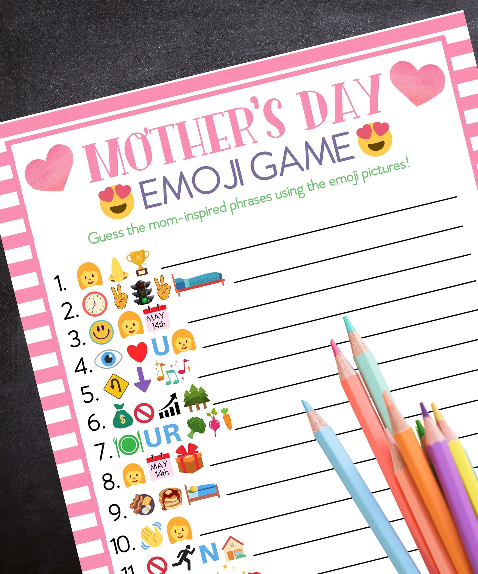 Mothers Day Game, Mothers Day Printable Game, Emoji Game for Mothers Day, Family Mothers Day ...
