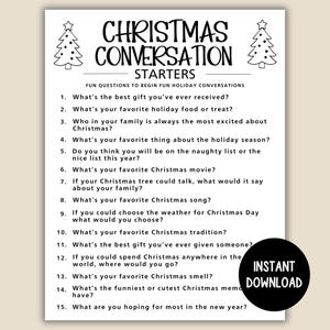 Christmas Conversation Starters, Printable Holiday Icebreaker for Kids ...