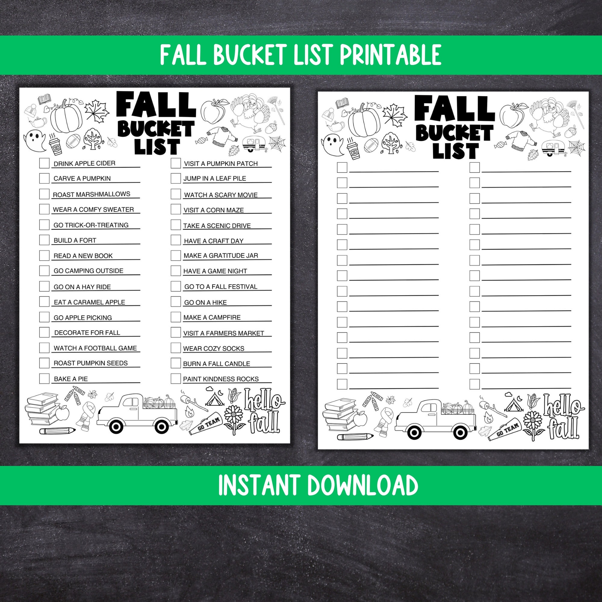Printable Fall Bucket List Fall Coloring Activities - Etsy