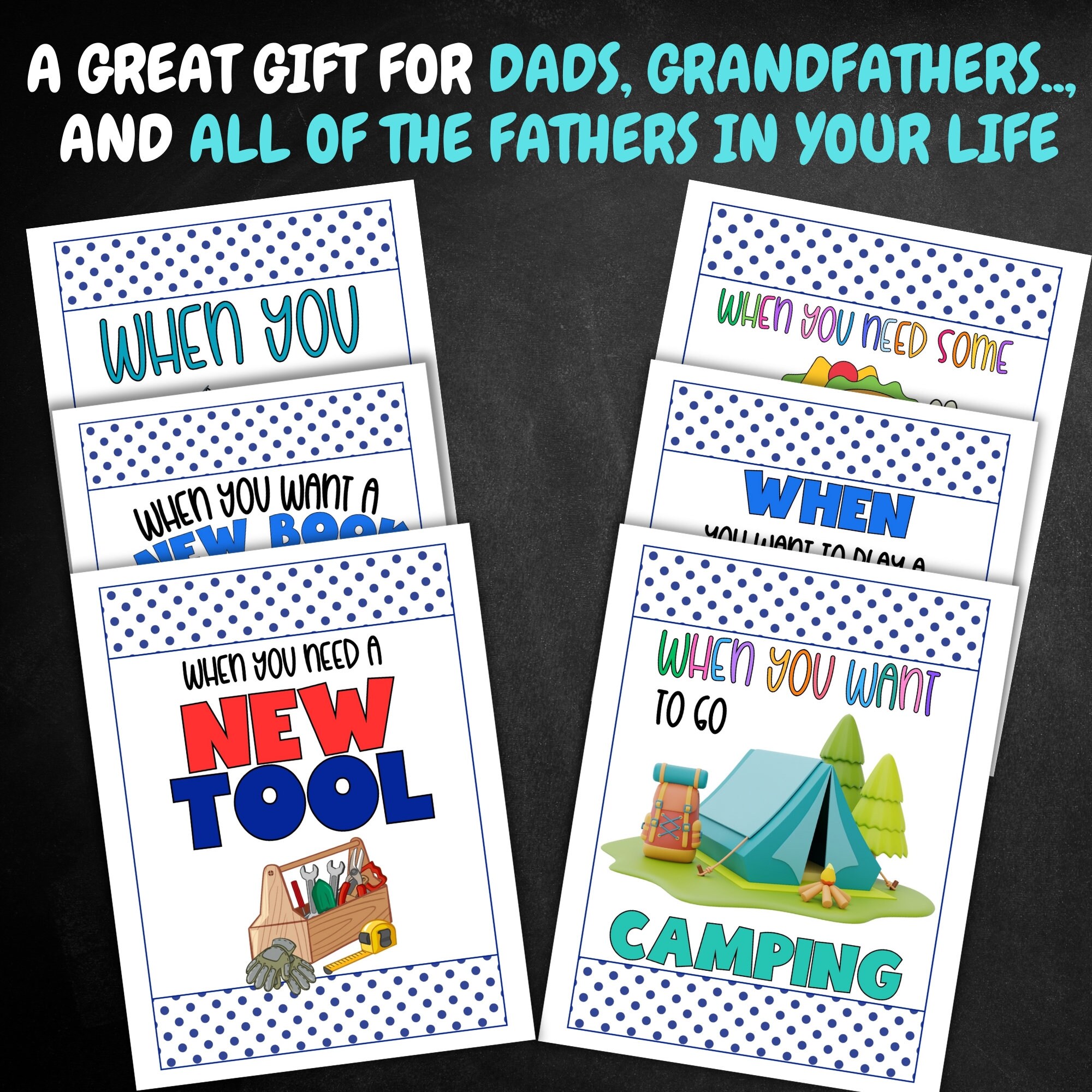 Printable Fathers Day Gift Card Book, Kids Gift for Dad, Fathers Day ...