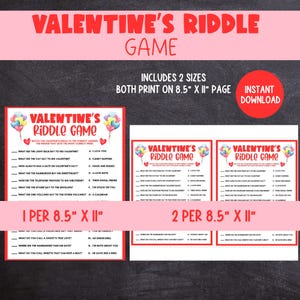 Valentine's Riddle Game, Printable Valentine's Day Party Game, Easy ...