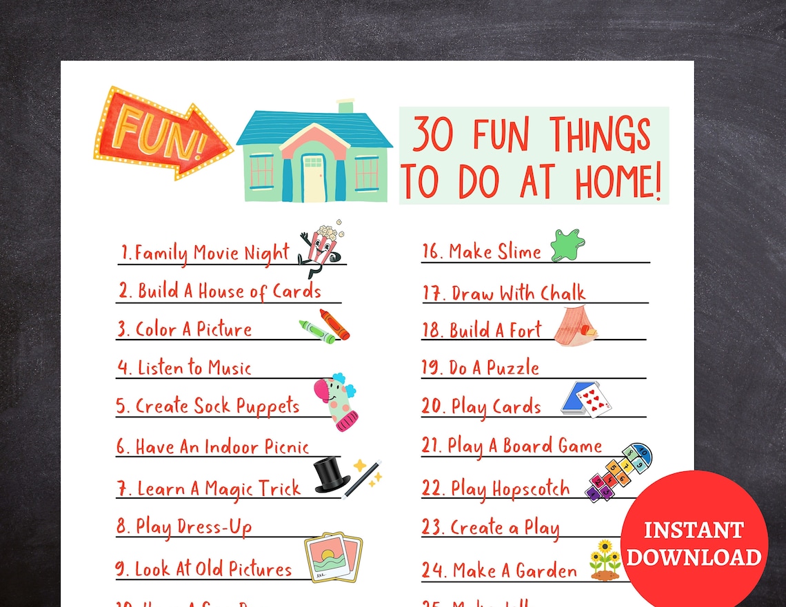 Fun Things to Do at Home for Kids, Playtime Routine Chart for Kids ...