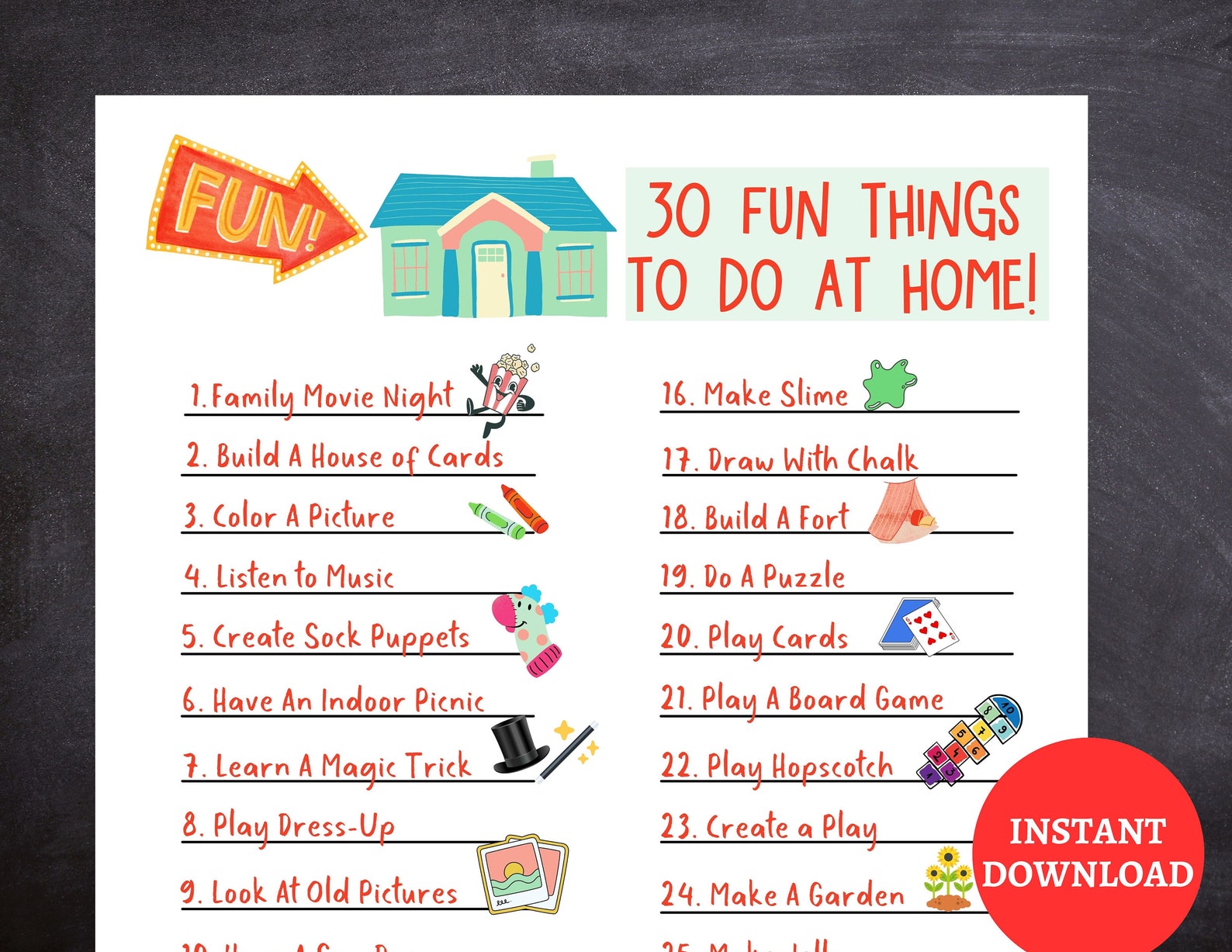 Fun Things to Do at Home for Kids, Playtime Routine Chart for Kids ...
