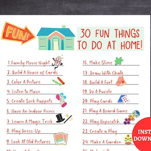 Fun Things to Do at Home for Kids, Playtime Routine Chart for Kids ...