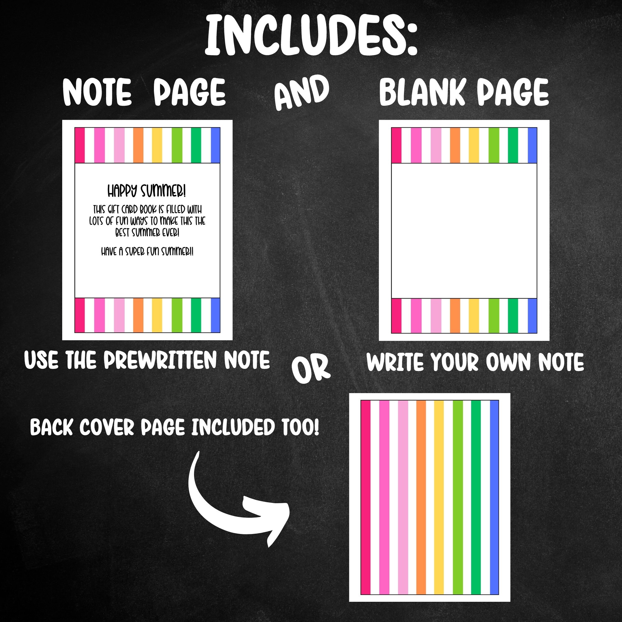 Printable Summer Gift Card Book, Kids Summer Bucket List, End of the ...