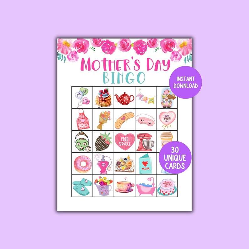 Mother's Day Bingo Game, Printable Mother's Day Game, Mother's Day Gift ...