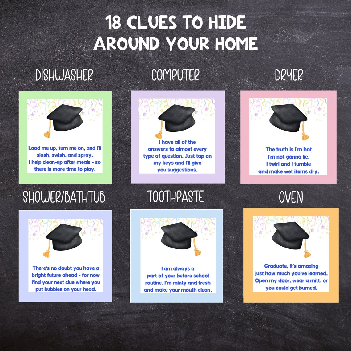 Graduation Scavenger Hunt, Printable Indoor Graduation Treasure Hunt ...