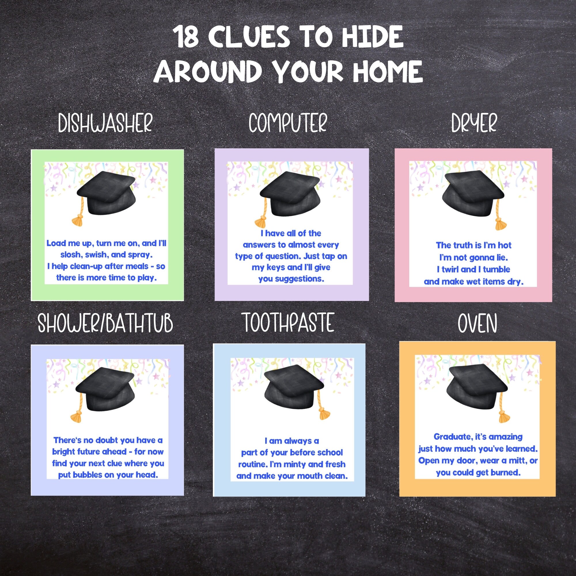 Graduation Scavenger Hunt, Printable Indoor Graduation Treasure Hunt ...