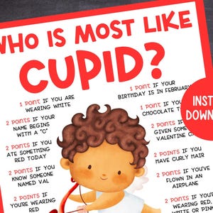 Who is Most Like Cupid Game, Printable Valentines Game, Valentines Day ...