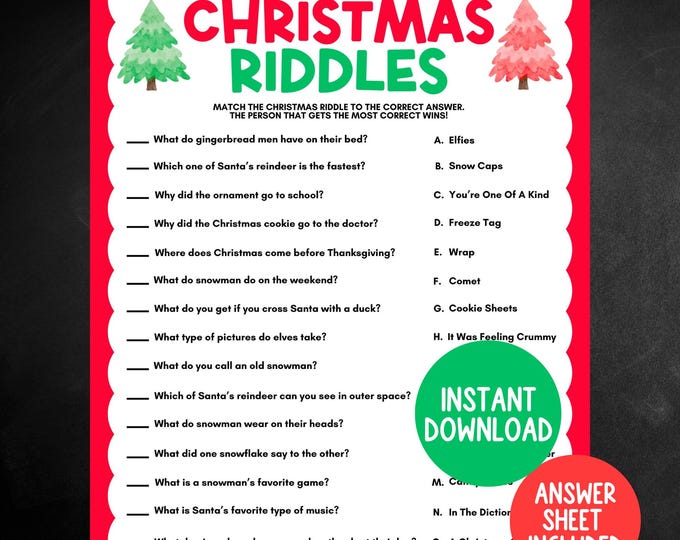 Christmas Riddles Printable Game | Christmas Game for Kids | Christmas ...