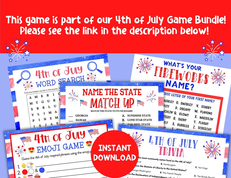 4th of July Emoji Game, Printable July 4th Game, Independence Day Game ...