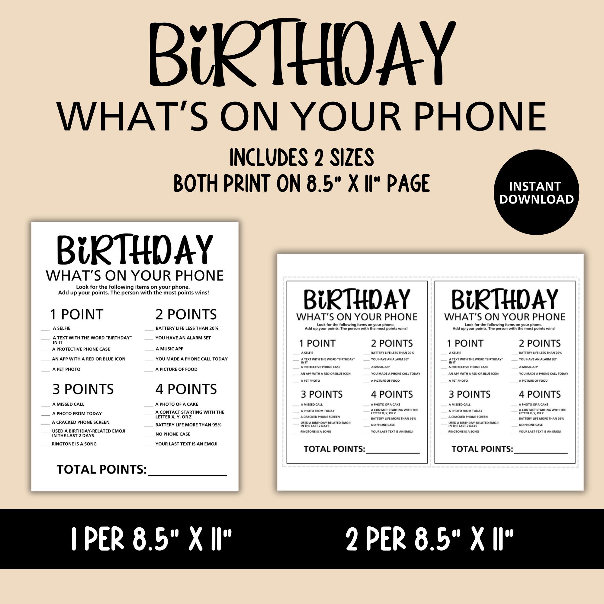Birthday Party Game, Printable Whats on Your Phone Game, Phone Trivia ...