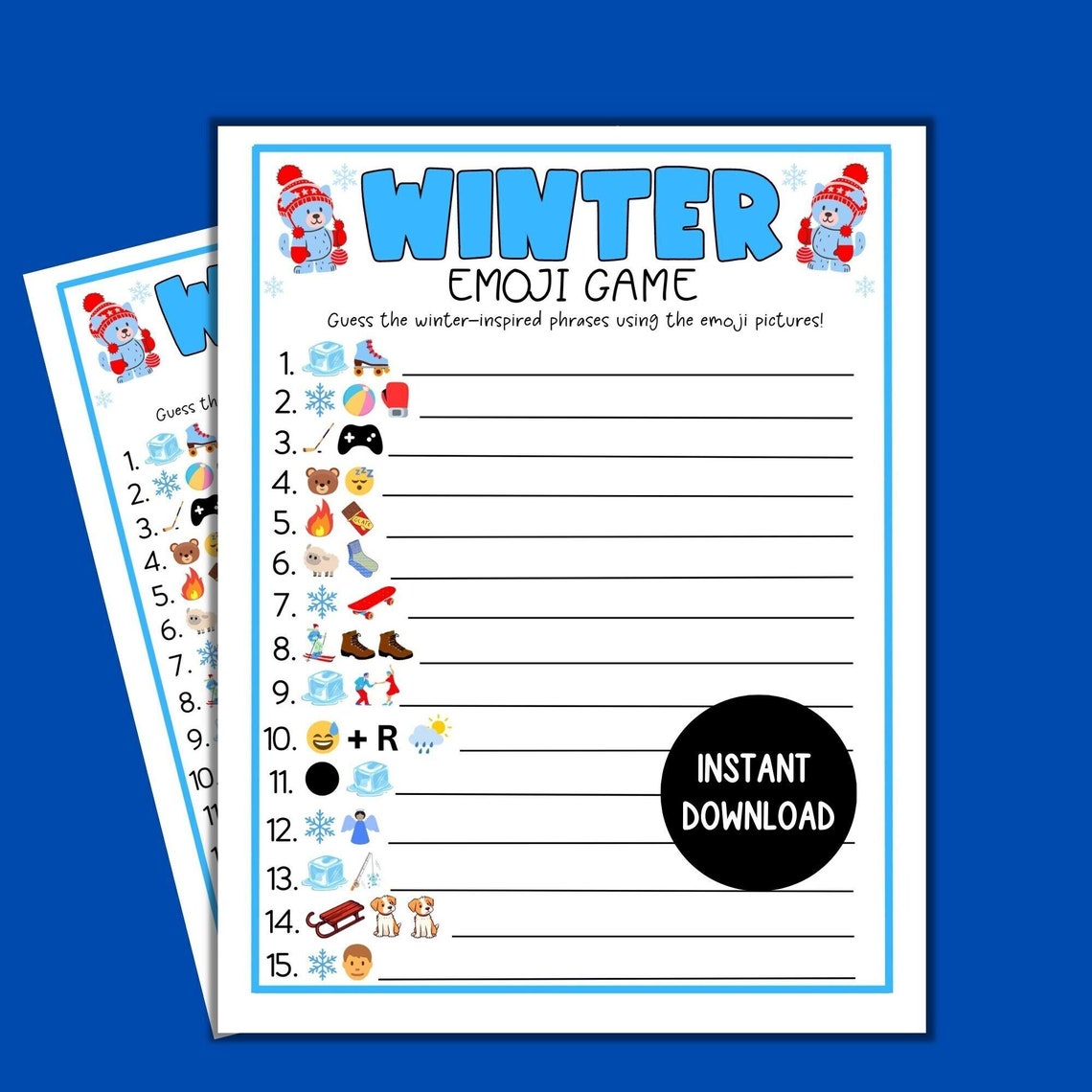 Winter Emoji Game, Printable Activity for Winter, Cold Weather and Snow ...