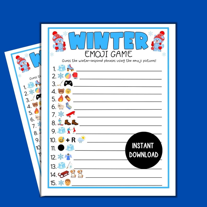 Winter Emoji Game, Printable Activity for Winter, Cold Weather and Snow ...