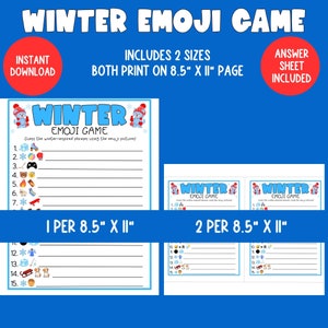 Winter Emoji Game, Printable Activity for Winter, Cold Weather and Snow ...