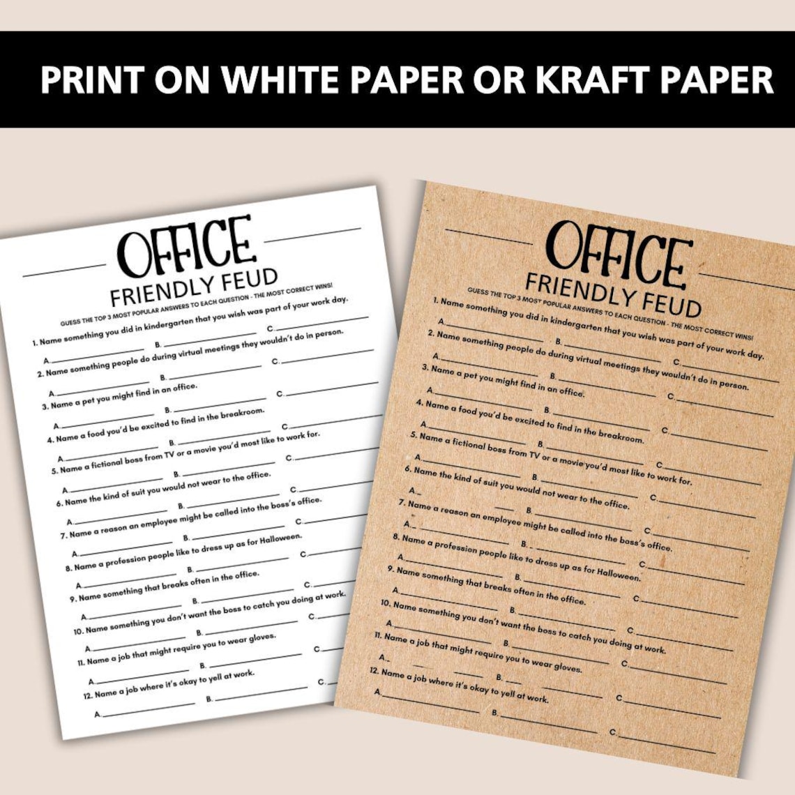 Office Party Games, Printable Work Party Game Bundle, Team Building ...