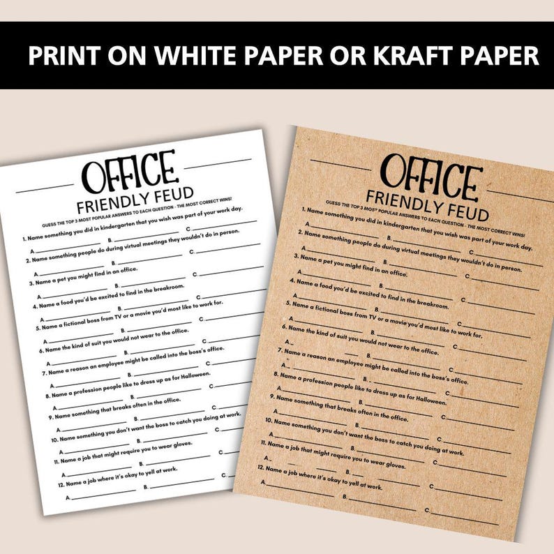 Office Party Games, Printable Work Party Game Bundle, Team Building ...