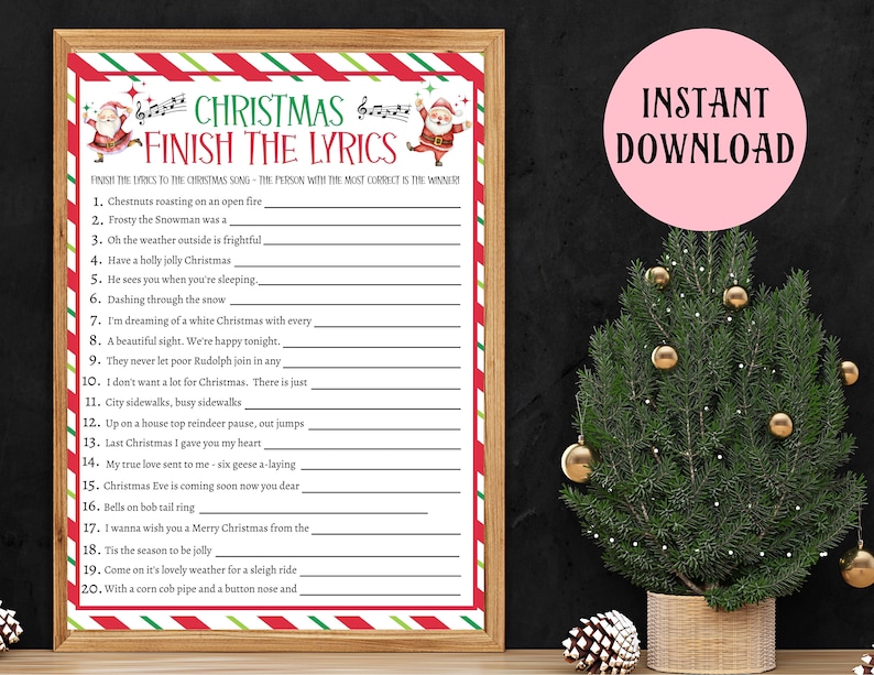 Printable Christmas Game Christmas Song Trivia Game - Etsy