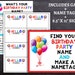 What's Your Birthday Party Name Game WITH Name Tags & Sign, Birthday ...