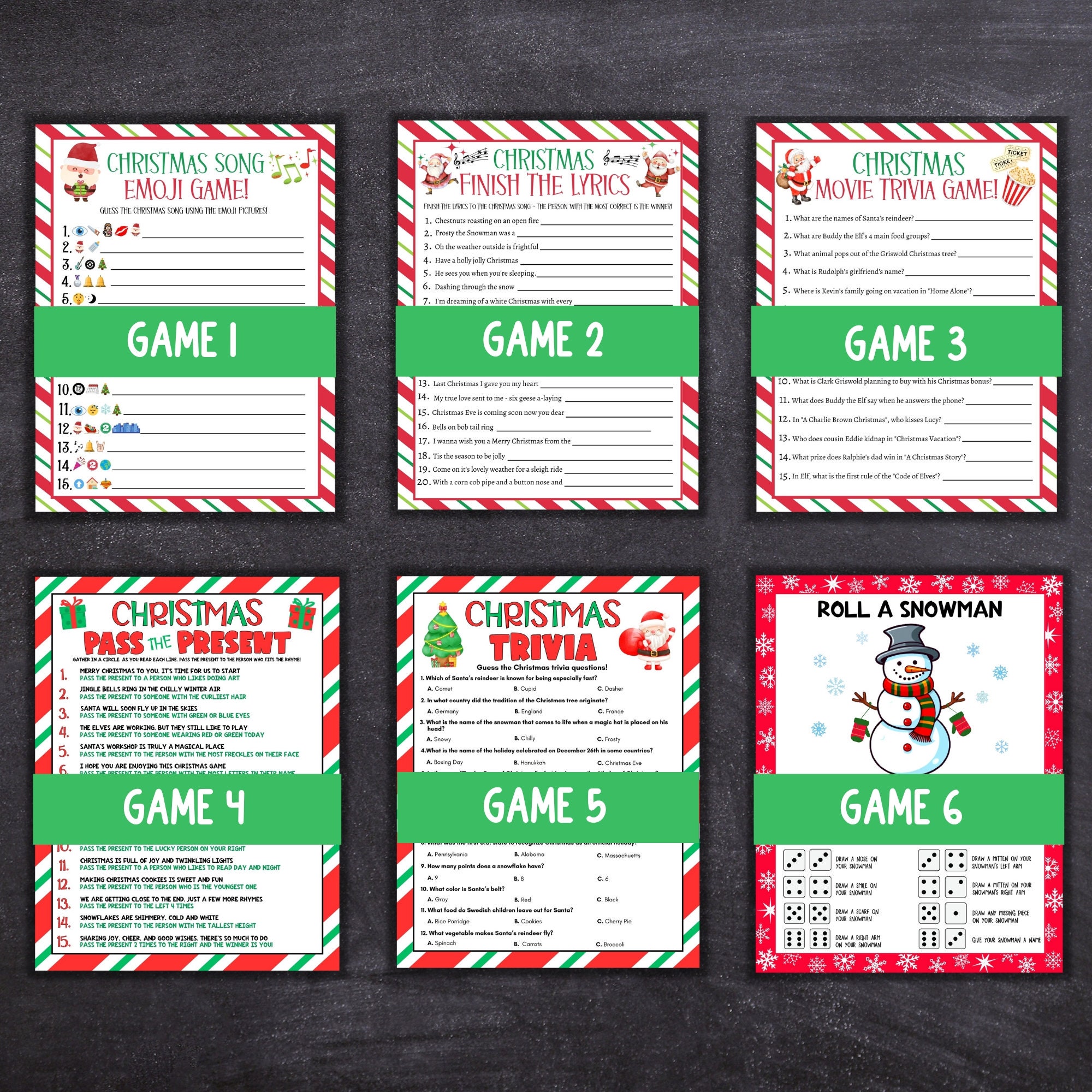 Christmas Game Bundle, Printable Christmas Party Games, Holiday Group ...