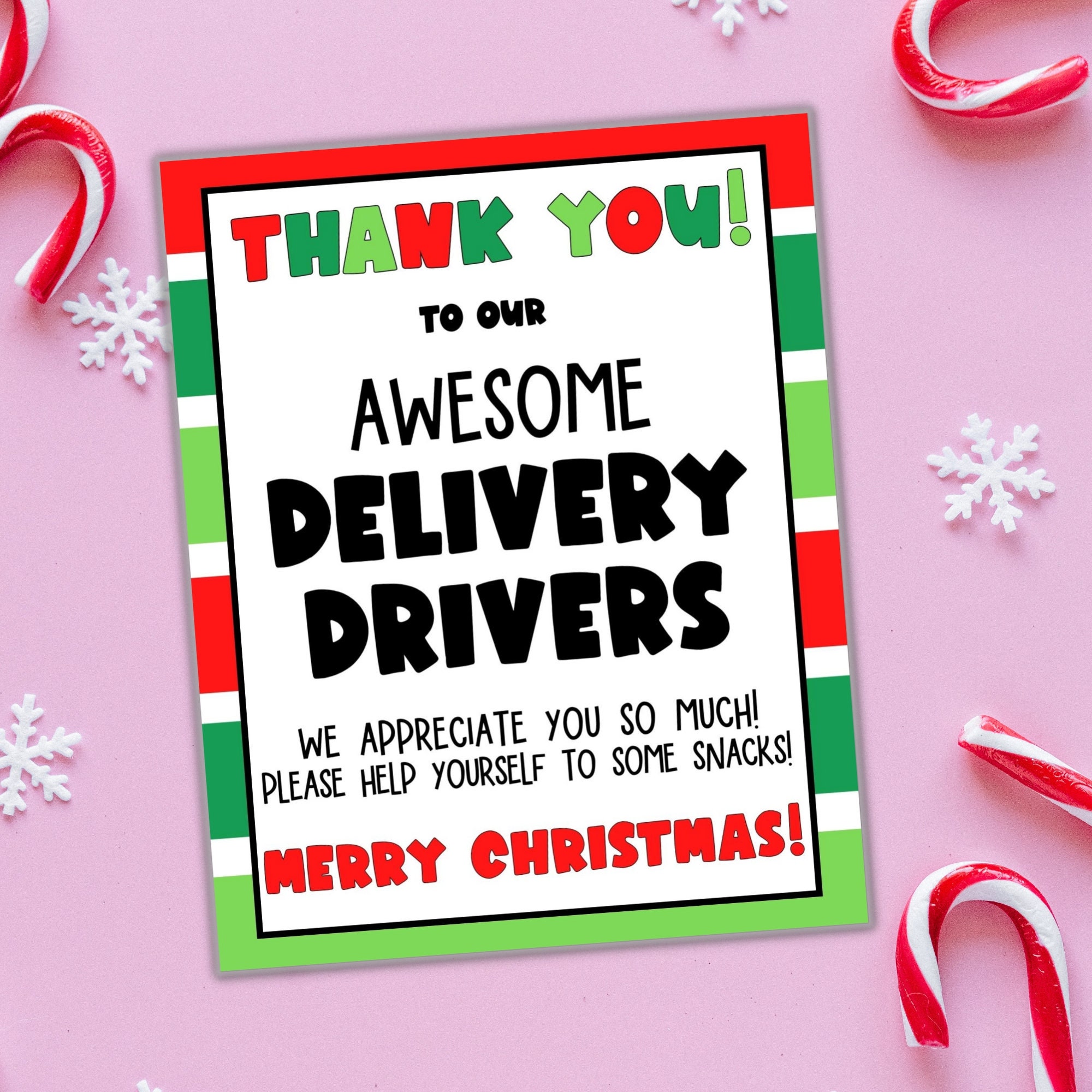 Delivery Driver Snack Sign, Printable Thank You Sign for Delivery ...