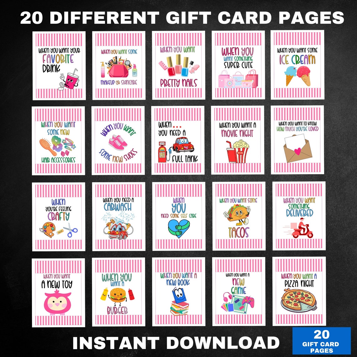 Printable Gift Card Book for Girls, Teen Gift Card Book, Tween Gift ...