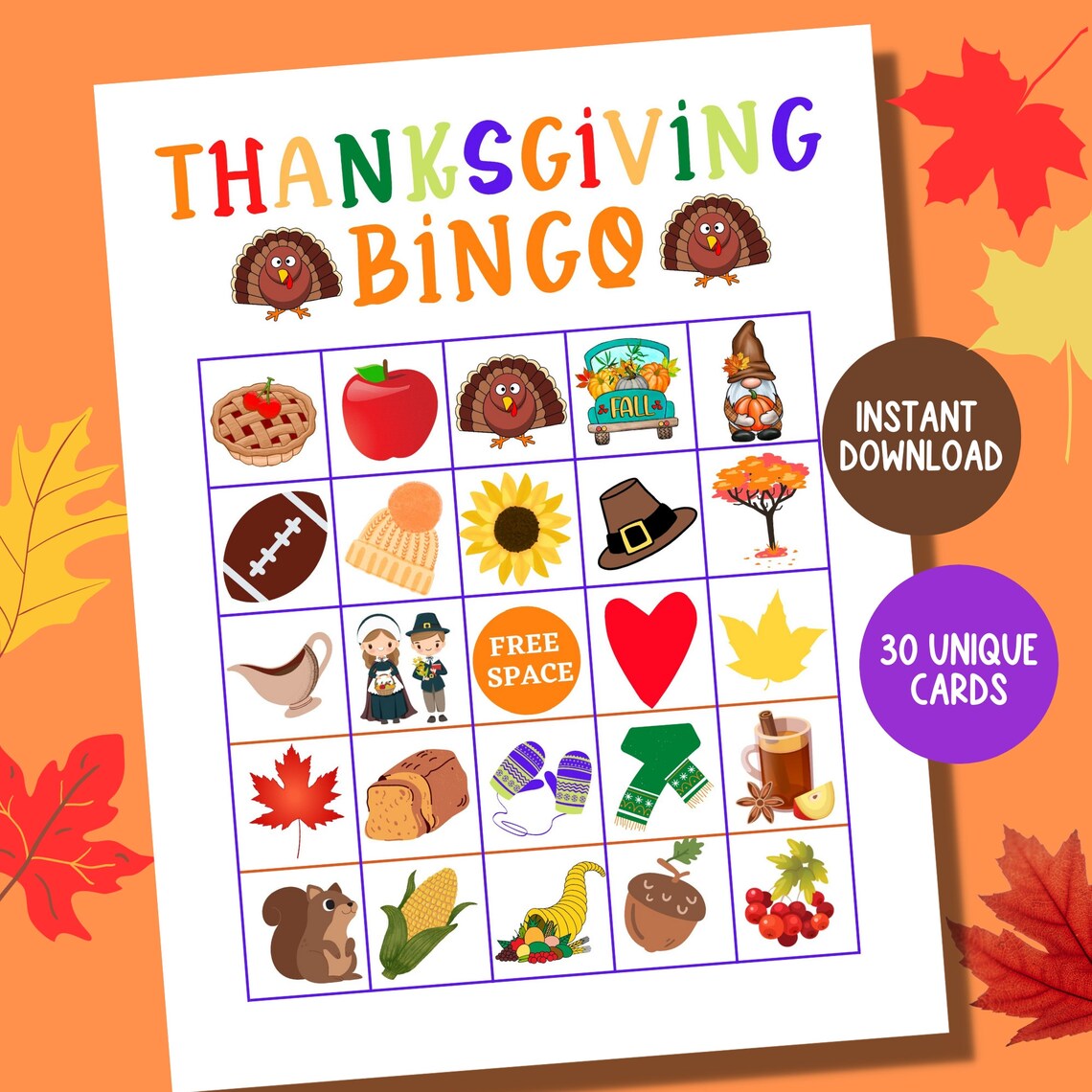 Thanksgiving Bingo, Printable Classroom Thanksgiving Game, Family ...