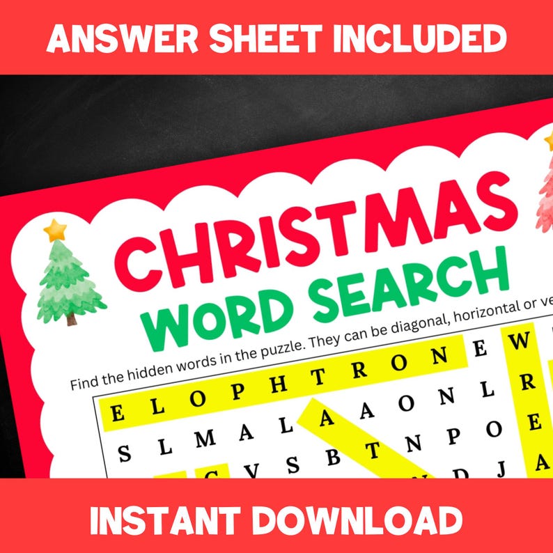 Christmas Word Search Game, Printable Christmas Game, Christmas Game ...