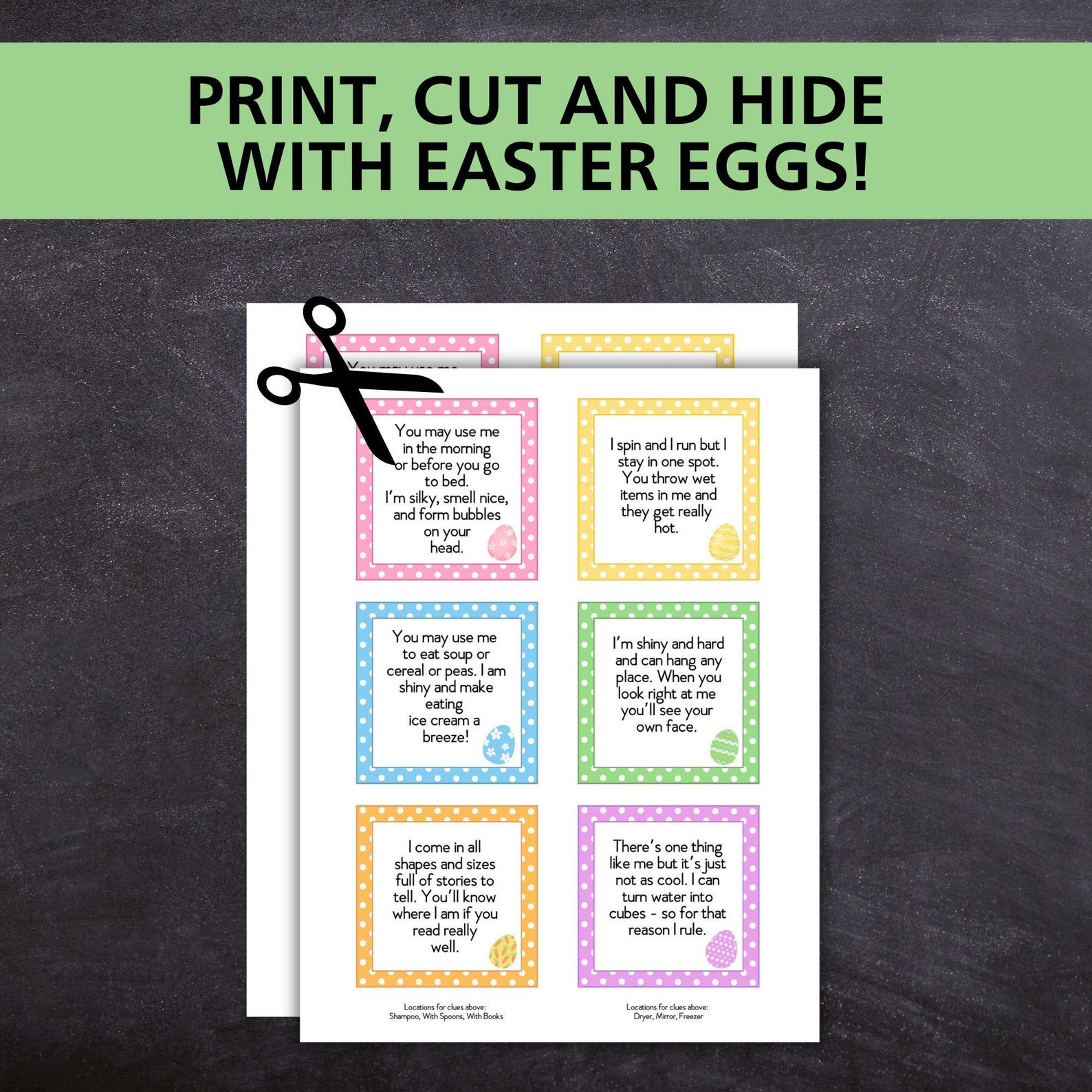 Easter Egg Hunt Clue Cards, Printable Indoor and Outdoor Easter Egg ...