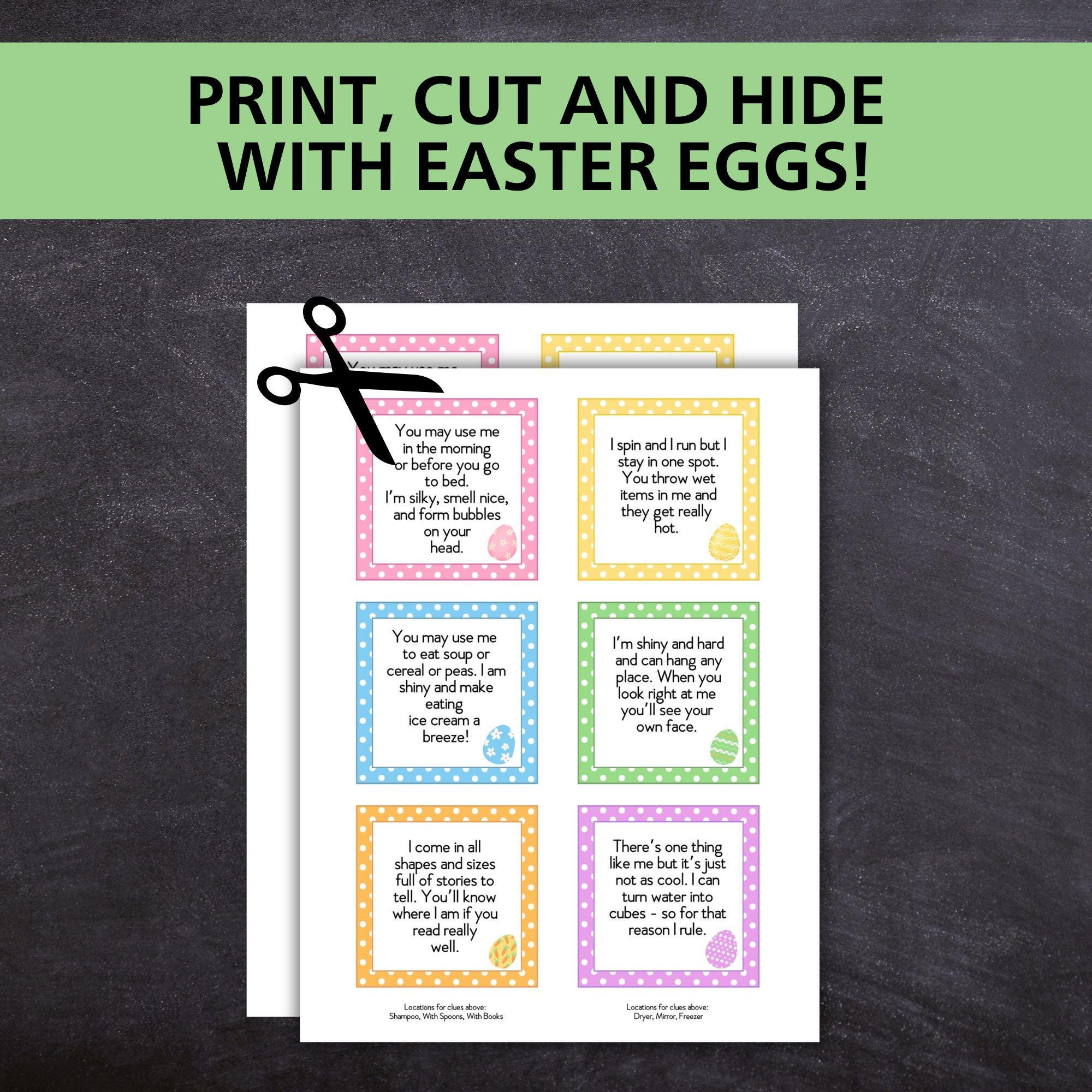 Easter Egg Hunt Clue Cards, Printable Indoor and Outdoor Easter Egg ...