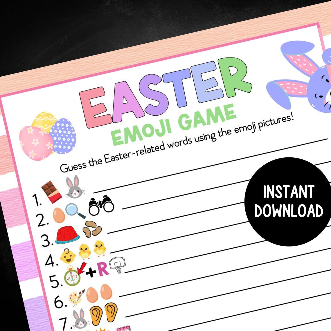 Easter Emoji Game, Printable Easter Game, Easter Activity for Kids and ...