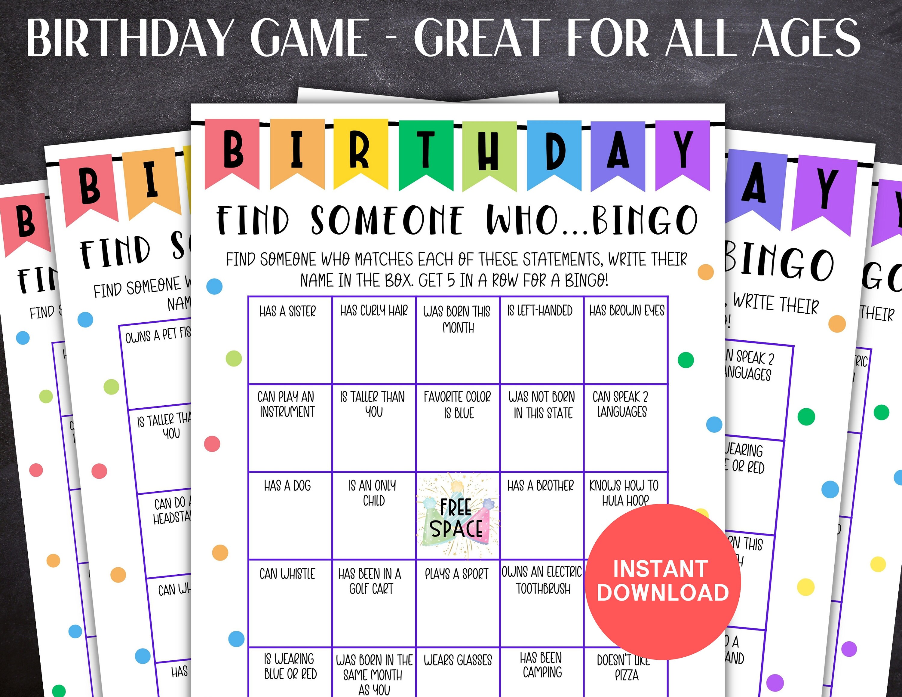 Birthday Party Game, Human Bingo Game, Find Someone Who Game, Get to ...