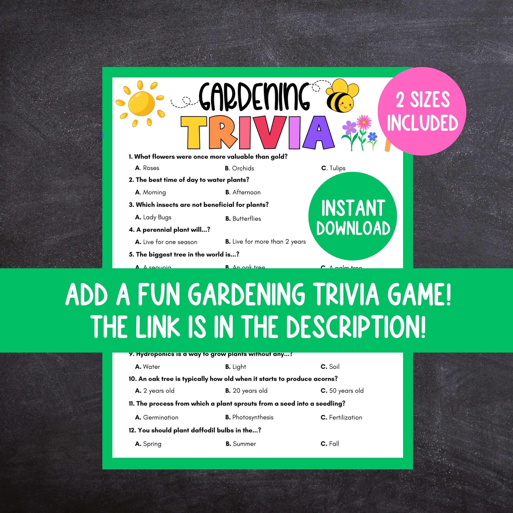 Flower Matching Game, Printable Springtime Game, Spring Trivia Game ...